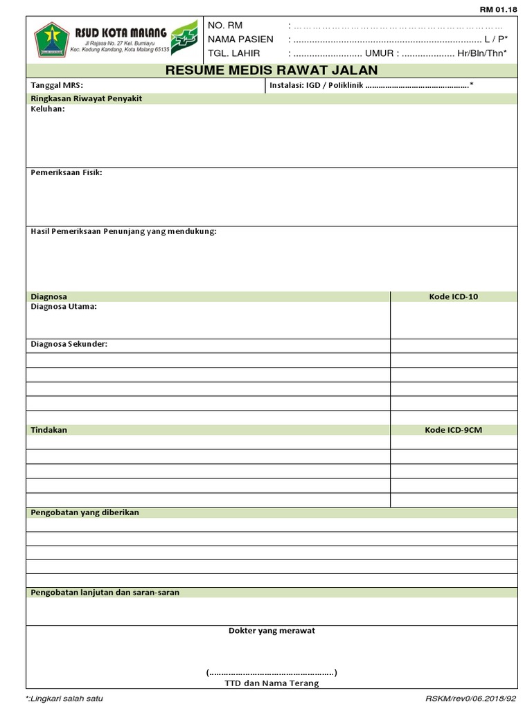 Resume Medis Rawat Jalan | PDF