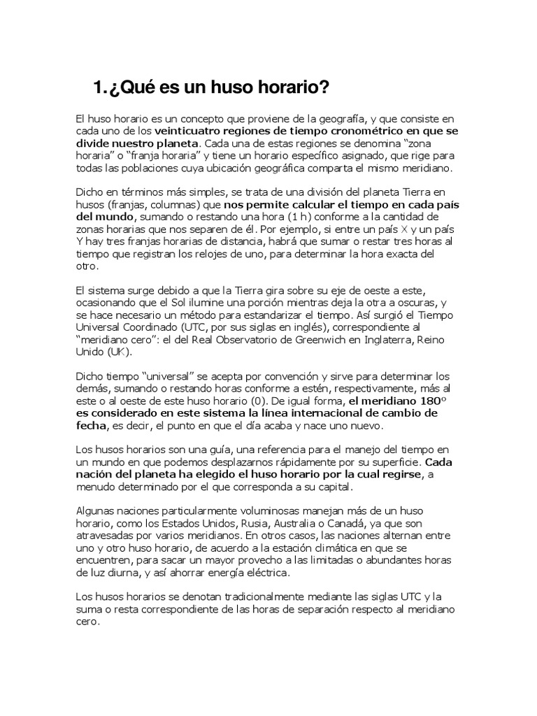Qué Es Un Huso Horario | PDF | Hora | Geografía