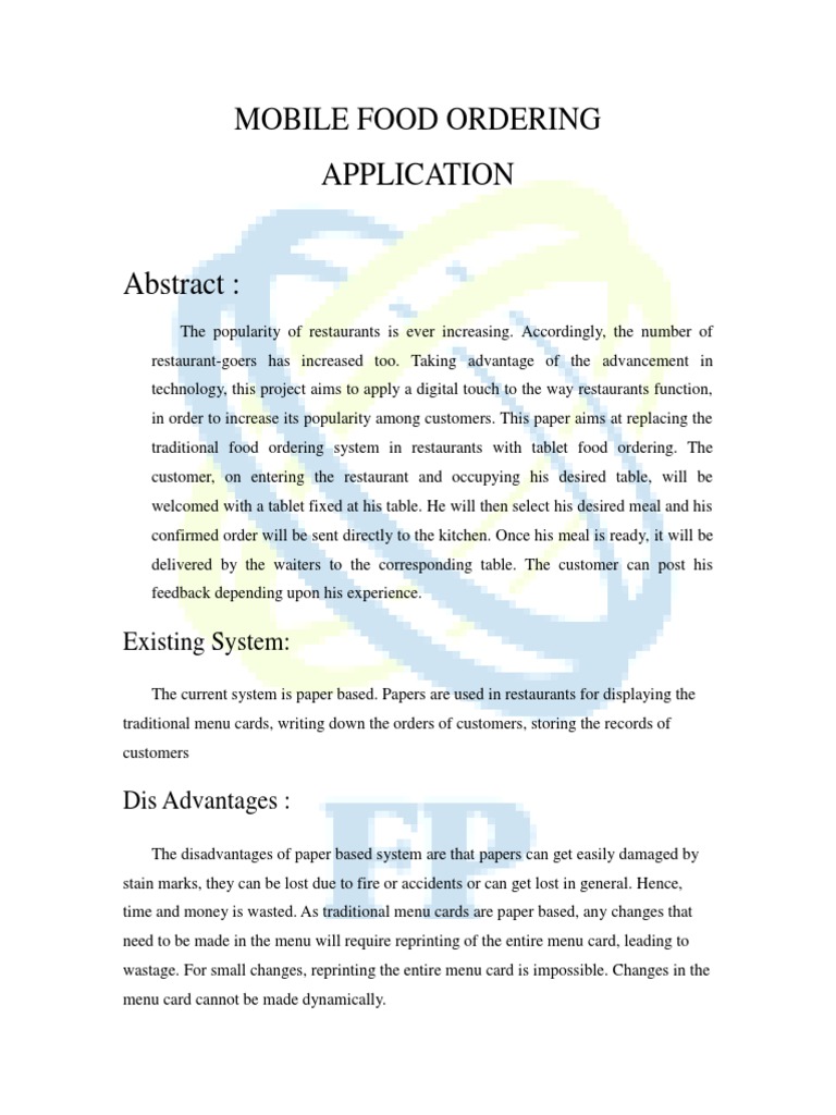 Online Food Ordering System | PDF