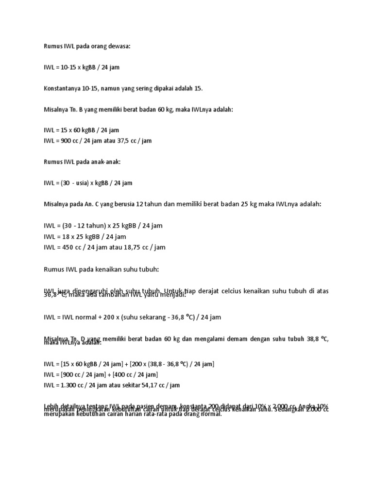 Rumus IWL Anak dan Pengaruh Demam | PDF