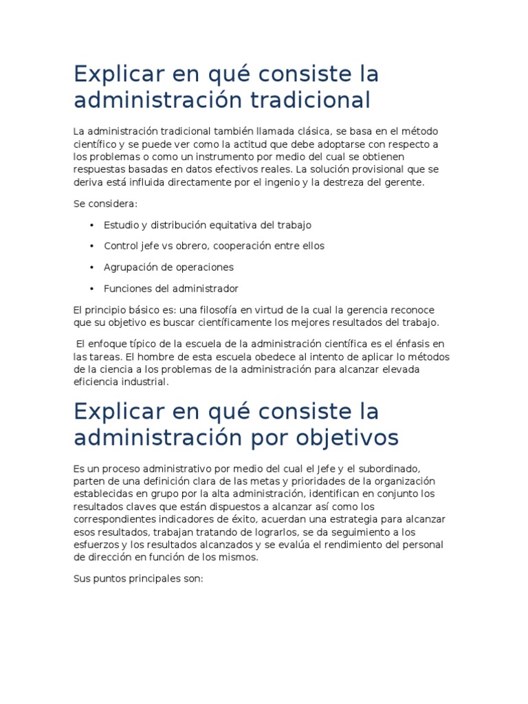 Administración Tradicional y por Objetivos | PDF | Economias | Business