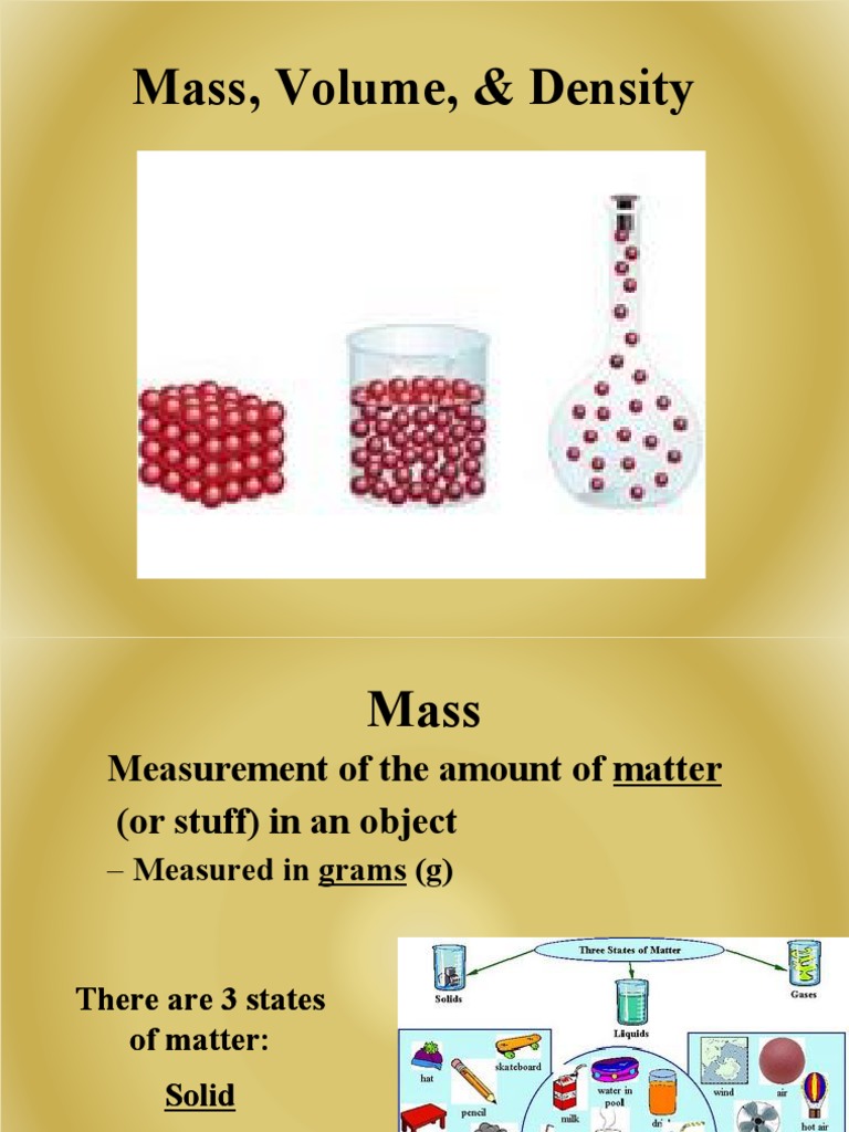 Mass Volume Density Notes PDF | PDF | Density | Volume