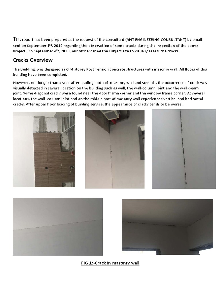 Cracks Overview: FIG 1:-Crack in Masonry Wall | PDF | Column | Beam ...