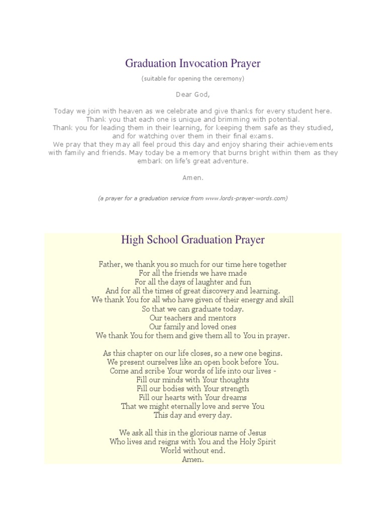 Graduation Invocation Prayer | PDF | God The Father | Anglicanism