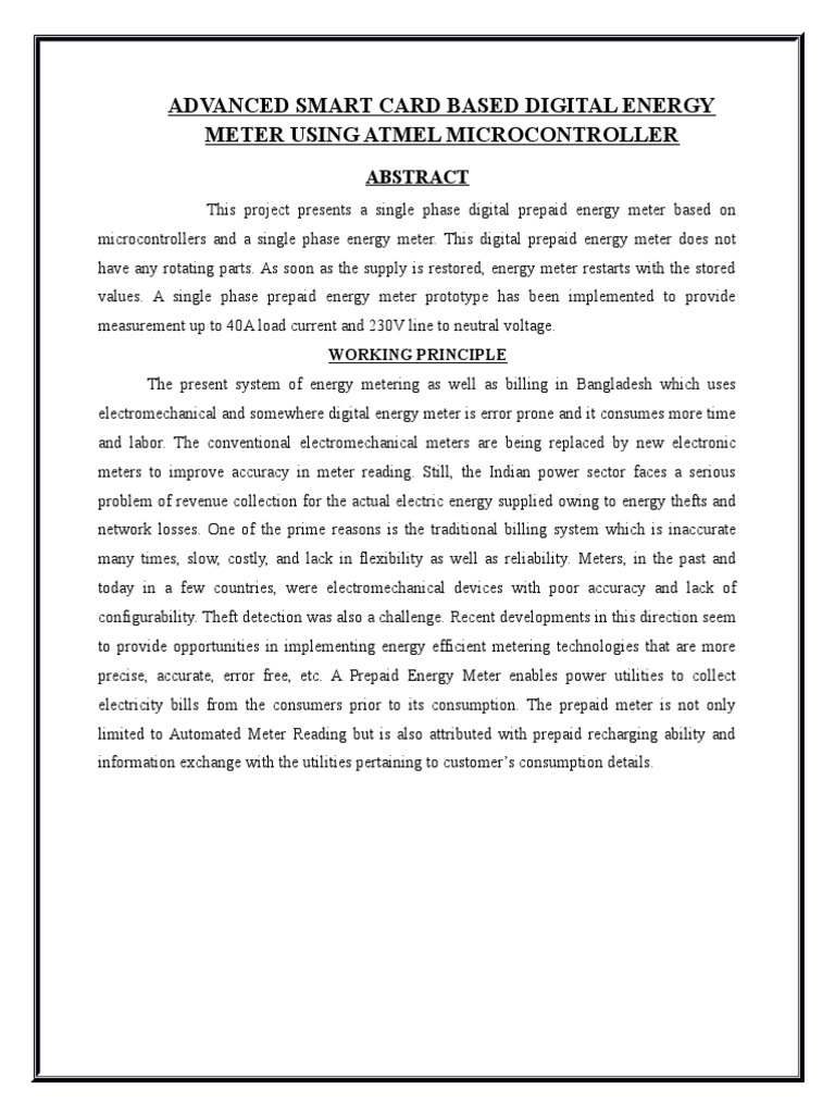 Advanced Smart Card Based Digital Energy Meter Using Atmel Microcontroller | PDF | Radio ...