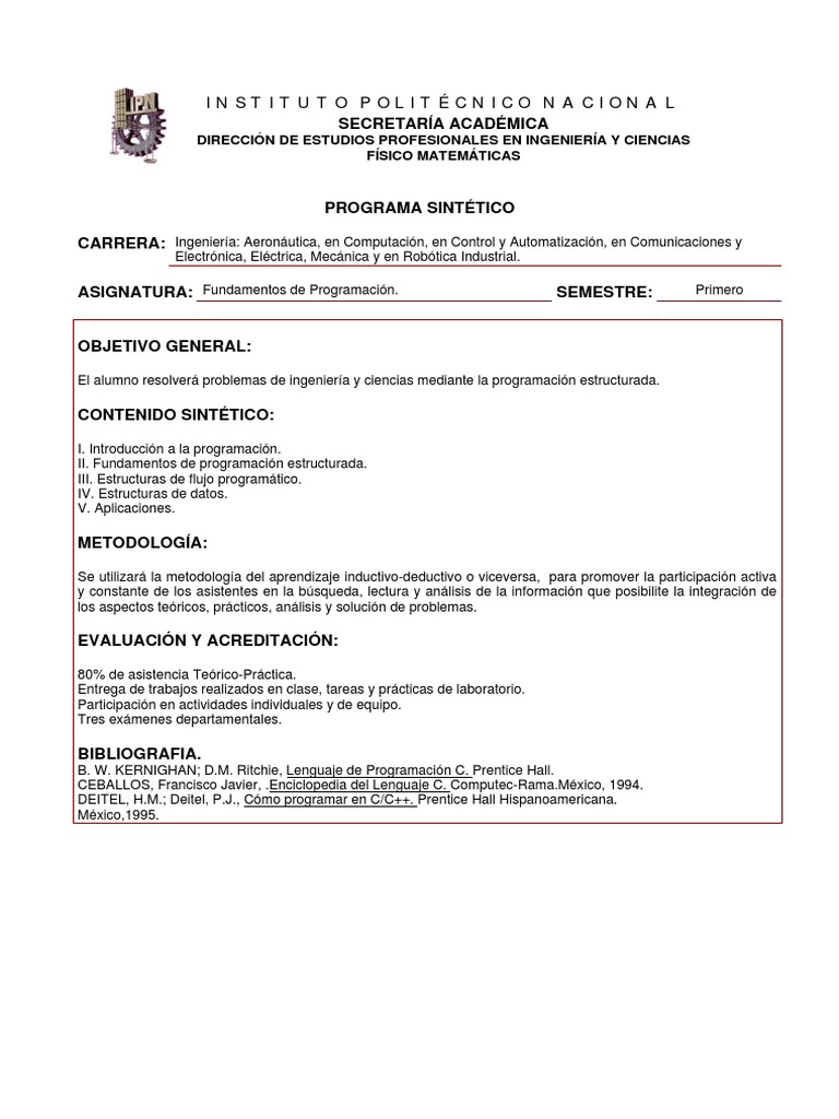 Fundamentos de Programacion PDF | PDF | C (lenguaje de programación ...