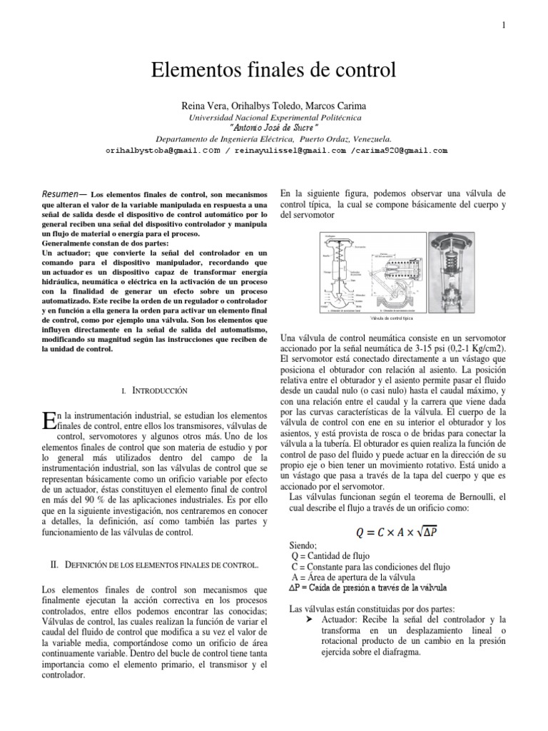 Elementos Finales de Control.. | PDF | Solenoide | Ingeniería mecánica