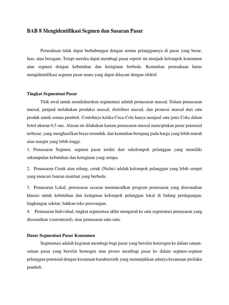 Proses Segmentasi Pasar yang Efektif | PDF