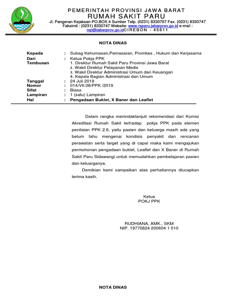 Nota Dinas PPK. 2.6 | PDF