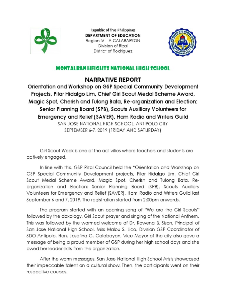 Narrative Orientation Workshop of GSP | PDF