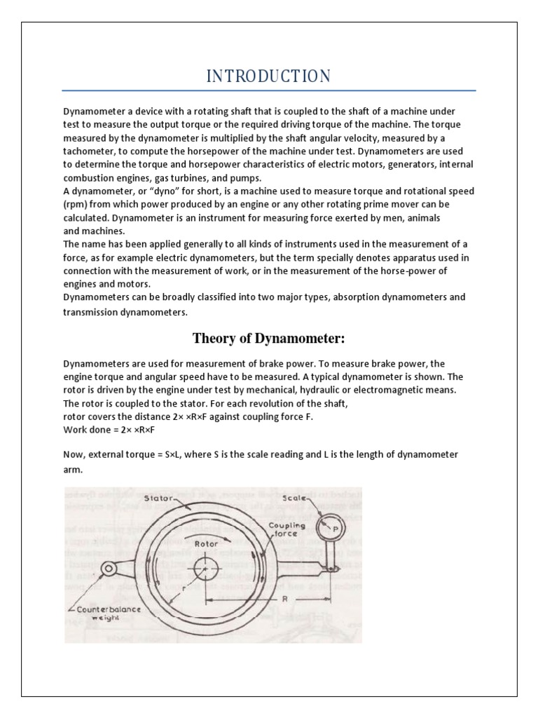 Theory of Dynamometer | PDF | Applied And Interdisciplinary Physics | Mechanical Engineering