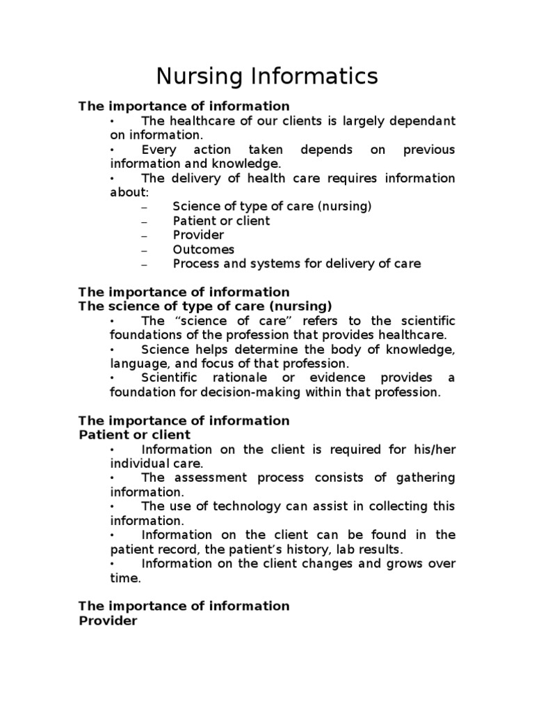 Nursing Informatics | PDF | Health Informatics | Information