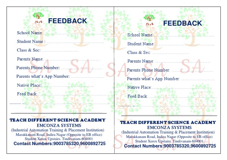 Feed Back Form | PDF