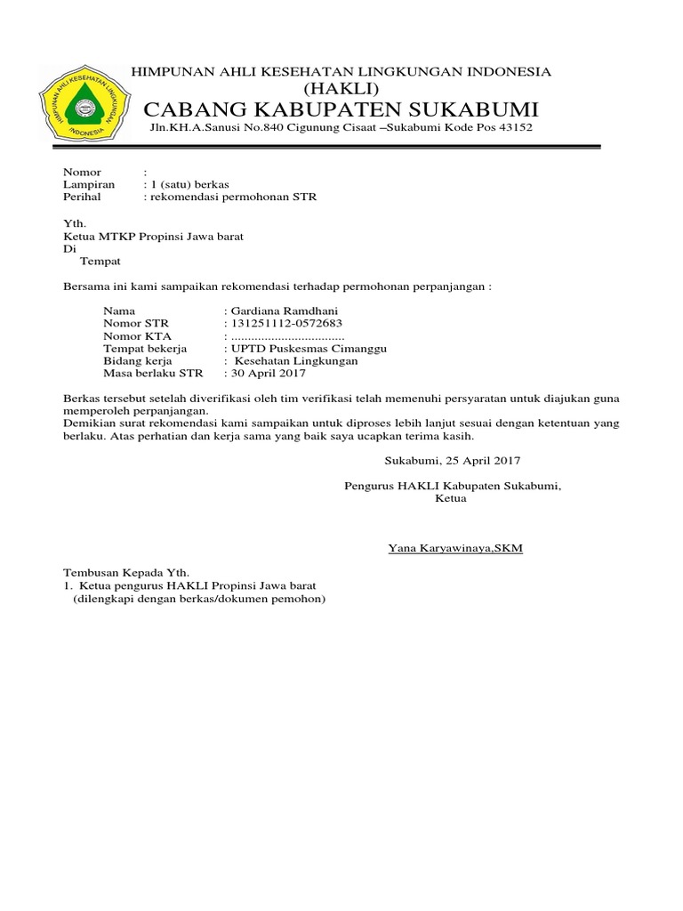 Surat Pengantar STR | PDF