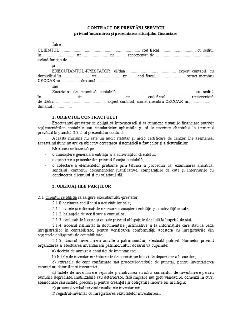 Contract Prestari Servicii | PDF