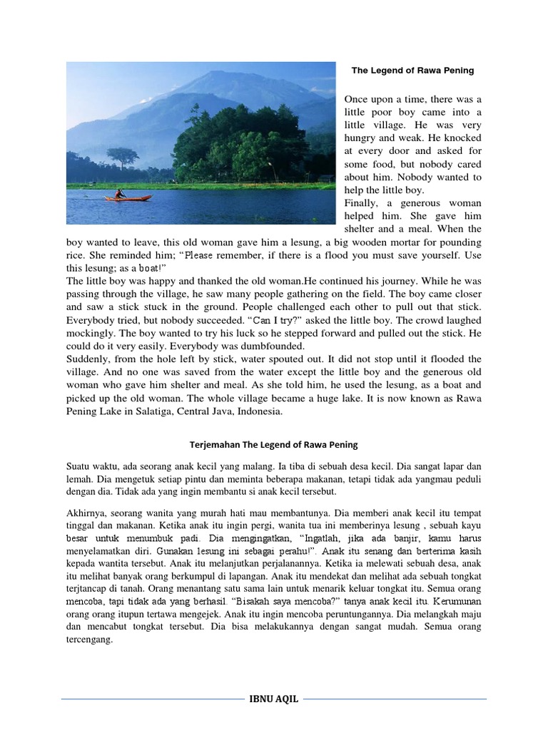 The Legend of Rawa Pening | PDF | Nature