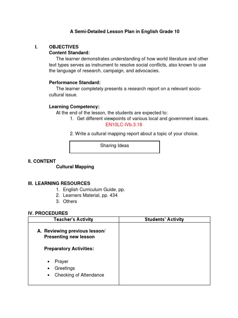 A Detailed Lesson Plan in English Grade 10 | Interview | Lesson Plan