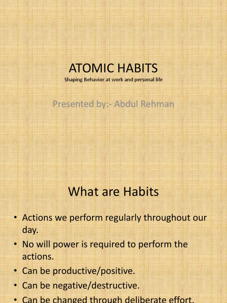 Atomic Habits: Transforming Behavior | PDF | Self-Improvement