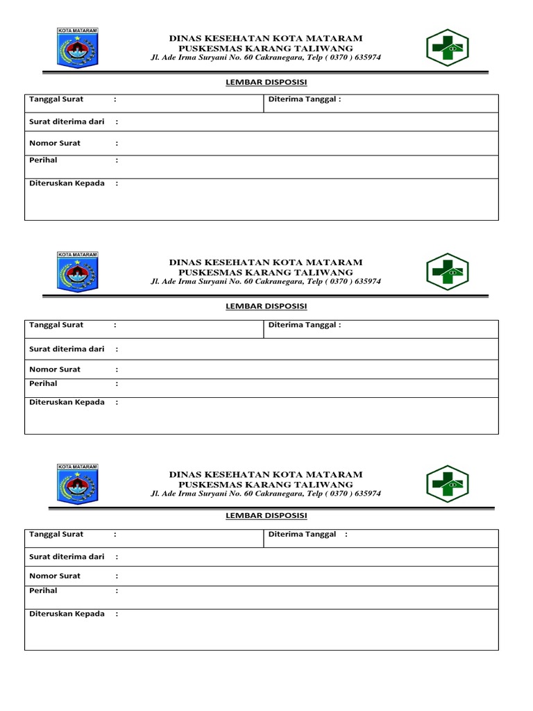 DISPOSISI Kartu Surat Masuk | PDF