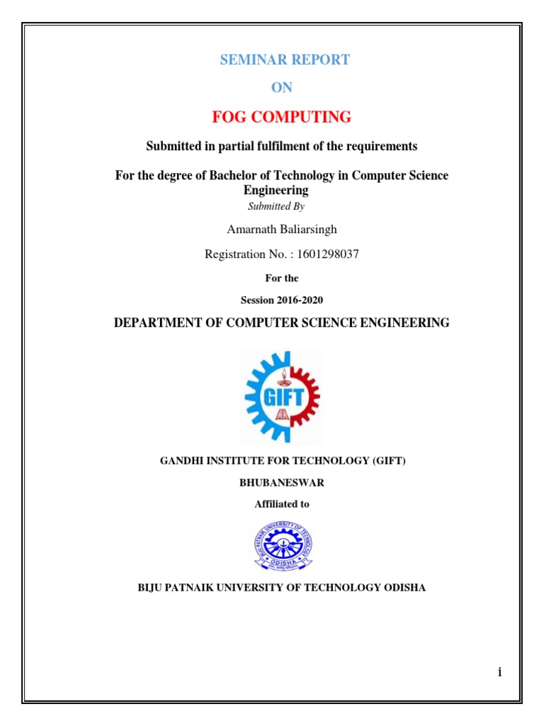 Fog Computing: Seminar Report ON | PDF | Cloud Computing | Internet Of Things