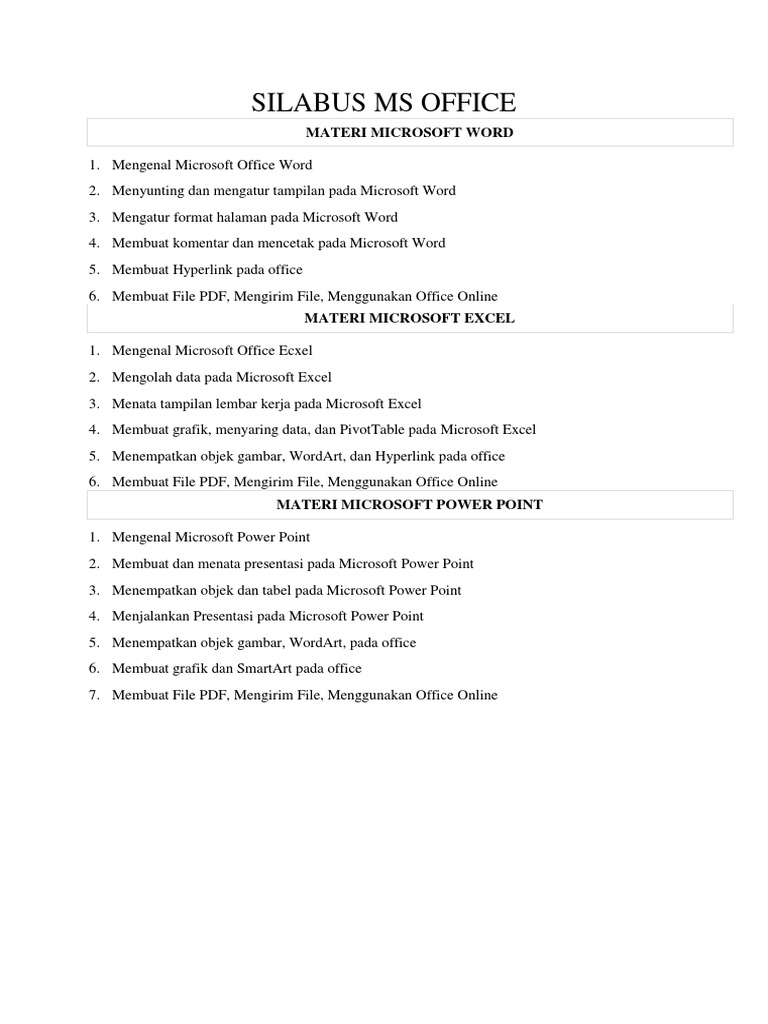 Silabus Ms Office | PDF