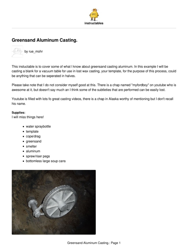 Greensand Aluminum Casting | PDF | Casting (Metalworking) | Building Materials