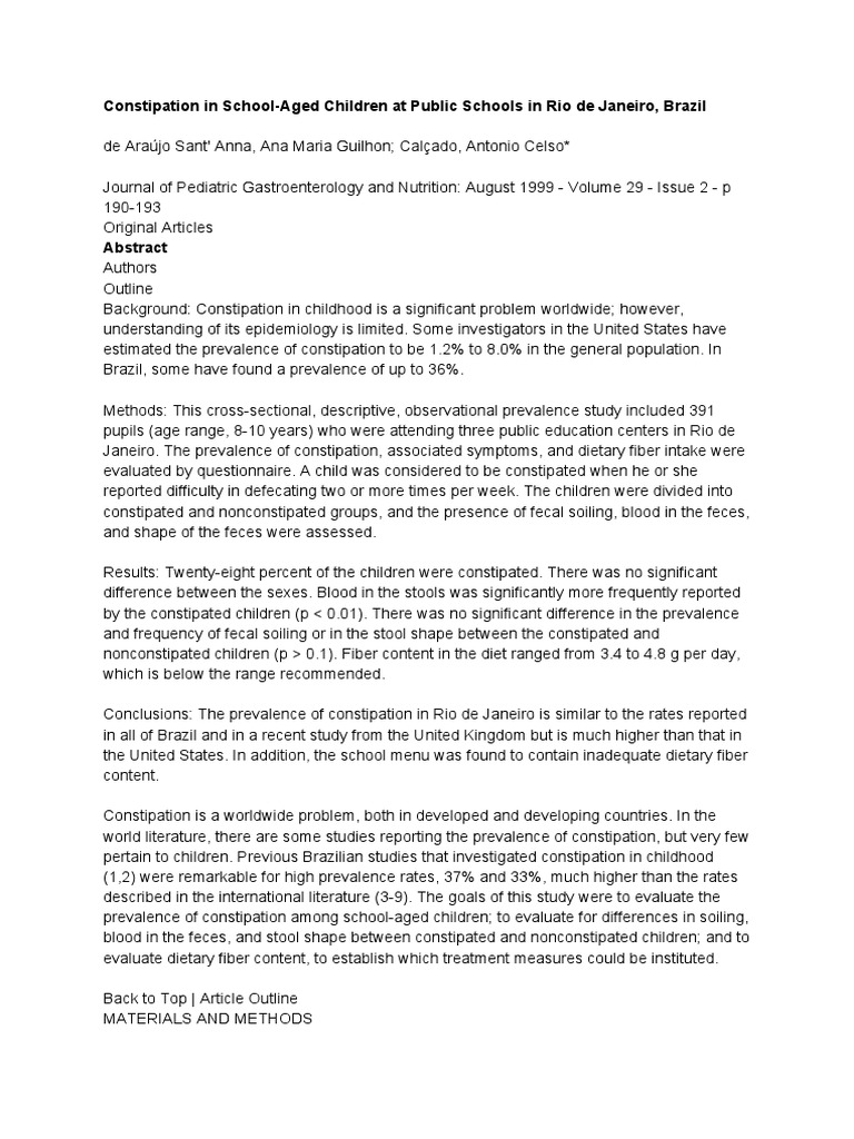 Constipation in School-Aged Children at Public Schools in Rio de ...