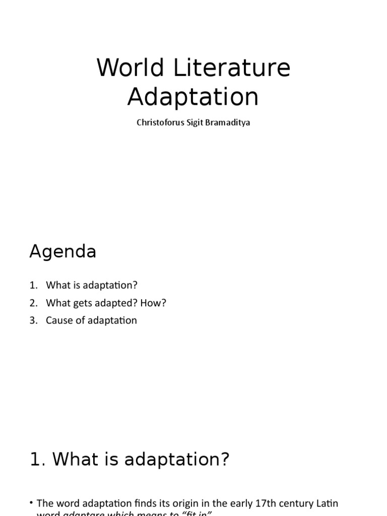 World Literature ADAPTATION | PDF | Genre | Narration