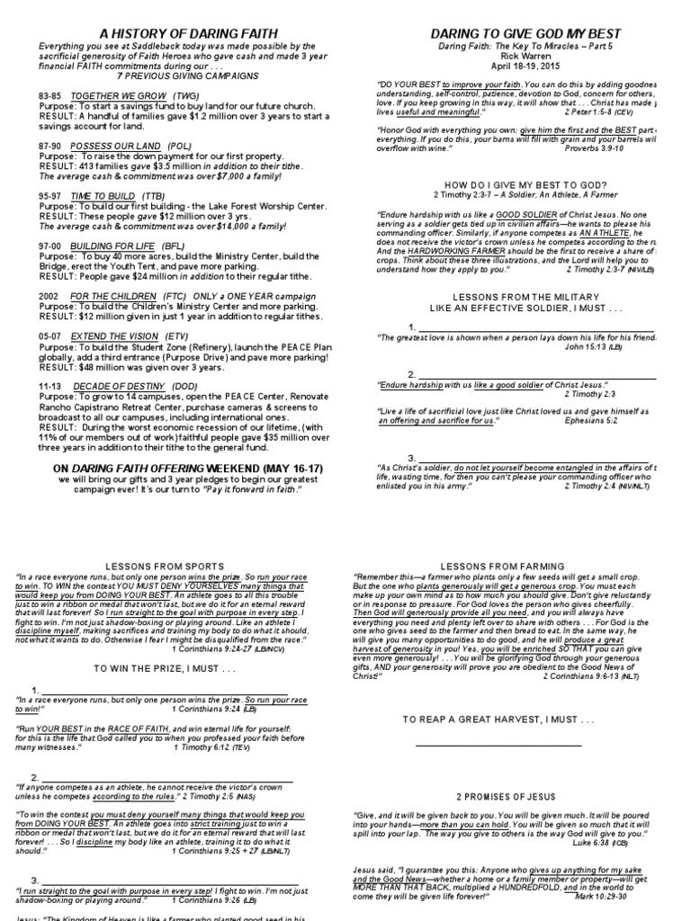 Daring Faith 5 o Daring To Give God Your Best | PDF | Jesus | Religious ...