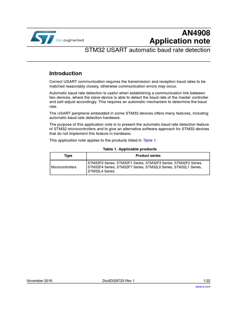 STM32 USART Automatic Baud Rate Detection | PDF | Electrical ...
