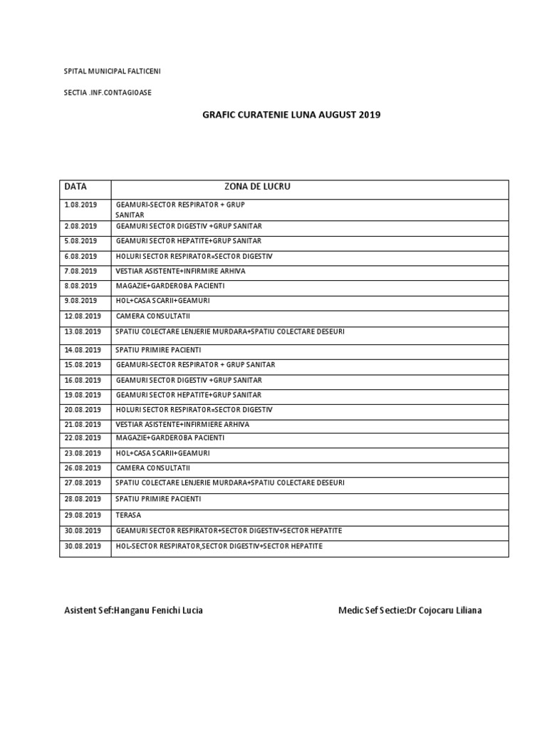 Grafic Infirmiere 2019 Iulie | PDF