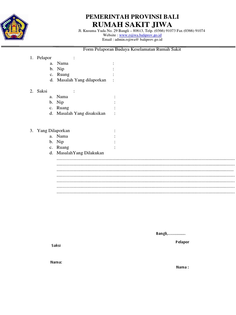 Form Pengaduan Budaya Keselamatan | PDF