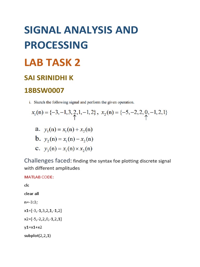 Signal Analysis and Processing: Lab Task 2 | PDF | Computer Engineering | Applied Mathematics