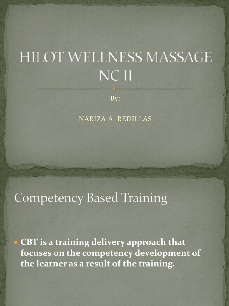 Hilot Wellness Massage NC II Overview | PDF