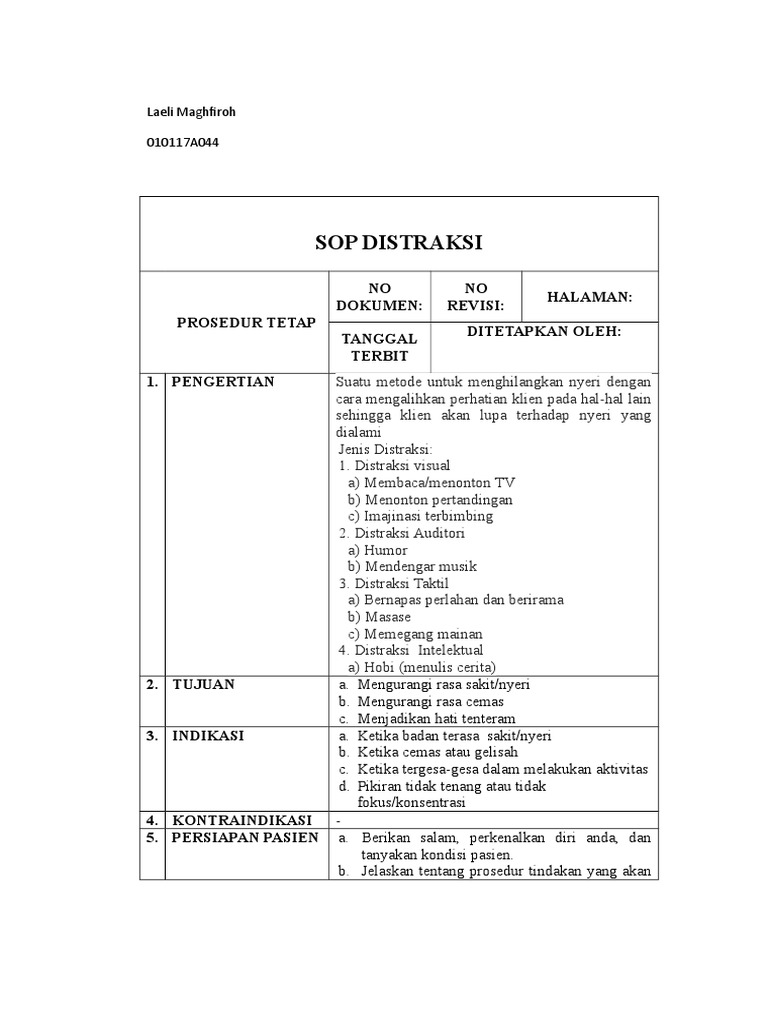 Teknik Distraksi untuk Pasien | PDF