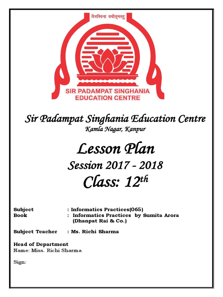 Lesson Plan IP - Class-XII | PDF | Html Element | Computing