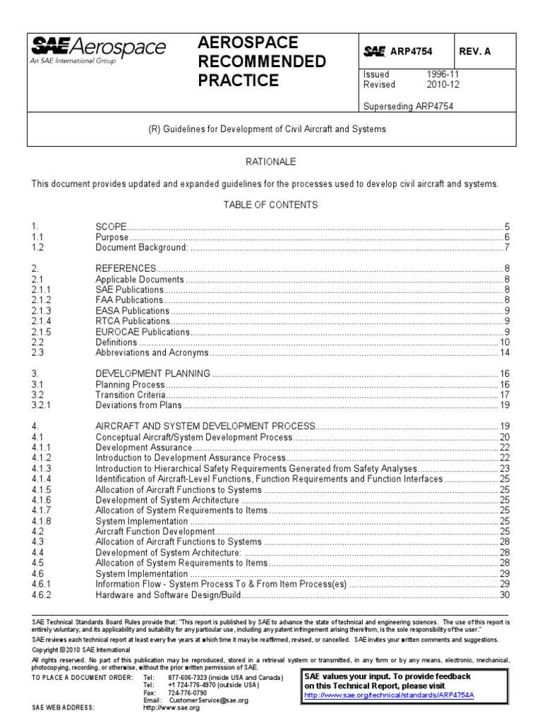 Sae Arp4754 Rev.A | Verification And Validation | Systems Theory