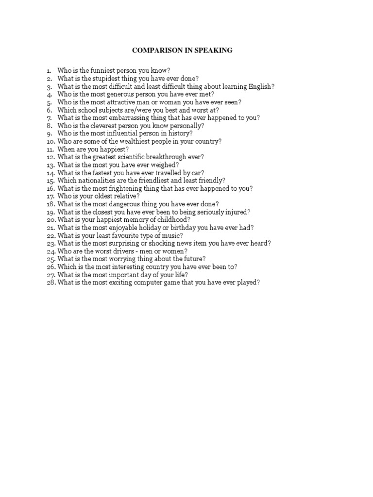 Comparison Speaking | PDF