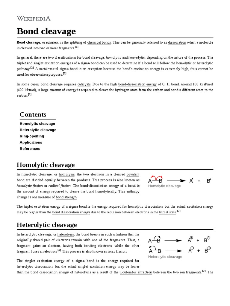Bond Cleavage | PDF | Interaction | Physical Sciences