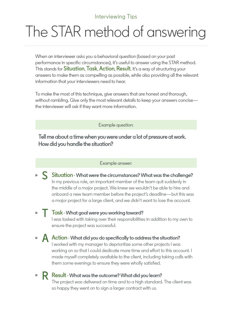 Interview Tips: The STAR Method | PDF
