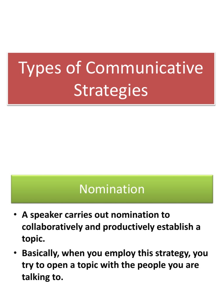 Types of Communicative Strategies | PDF