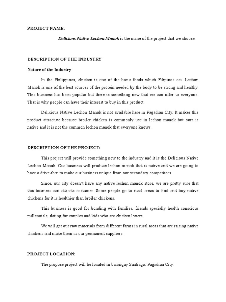 Proposal | PDF | Philippines | Food And Drink