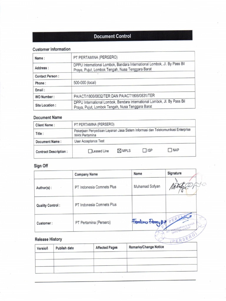 Uat Form Pertamina Persero Mor5 Dppu Bil Lombok Fiks v1 | PDF ...