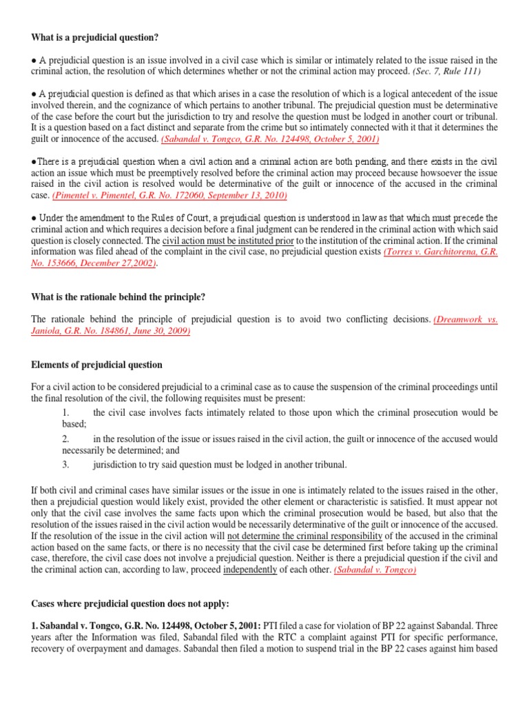 Prejudicial Question | Complaint | Perjury