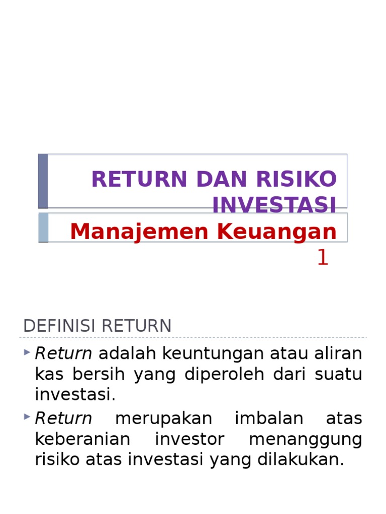 Hubungan Risiko dan Return Investasi | PDF