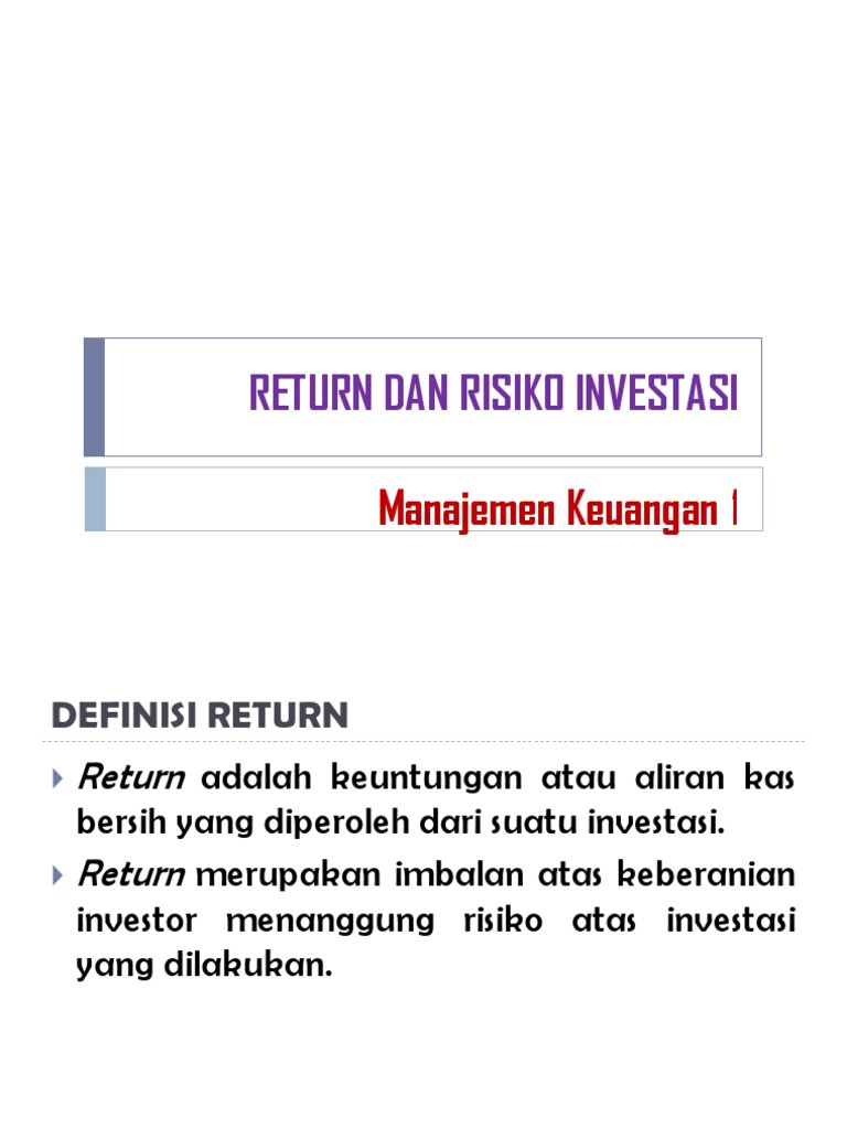 Return dan Risiko dalam Investasi | PDF