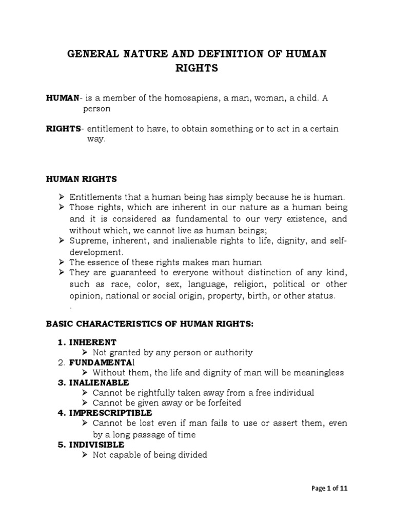 General Nature and Definition of Human Rights | PDF | Human Rights | Rights