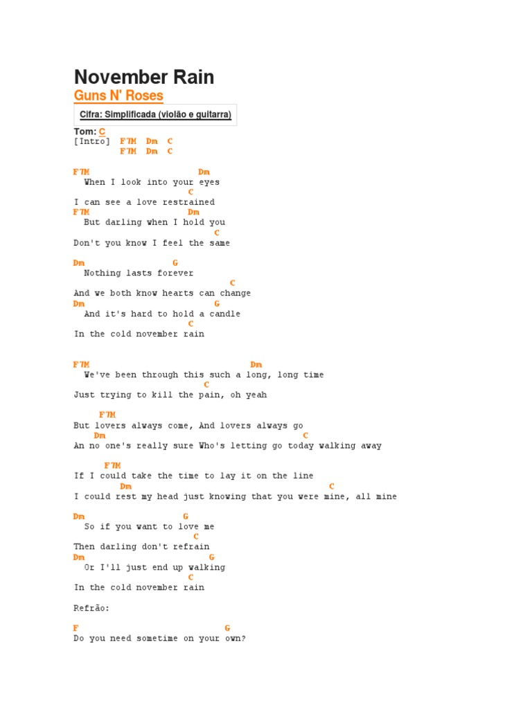 November Rain Guitar Chords | PDF