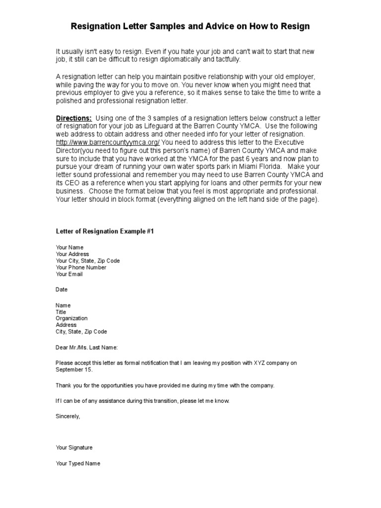 Letter of Resignation Example and Prompt | PDF | Business