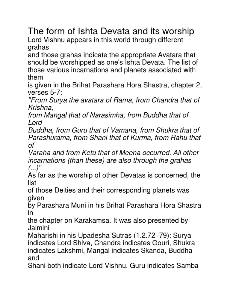 Understanding Ishta Devata Worship | PDF